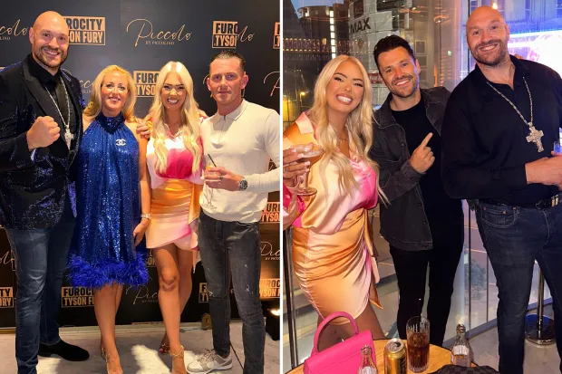 TYS NIGHT Tyson Fury, wife Paris and brother Tommy party with Mark ...